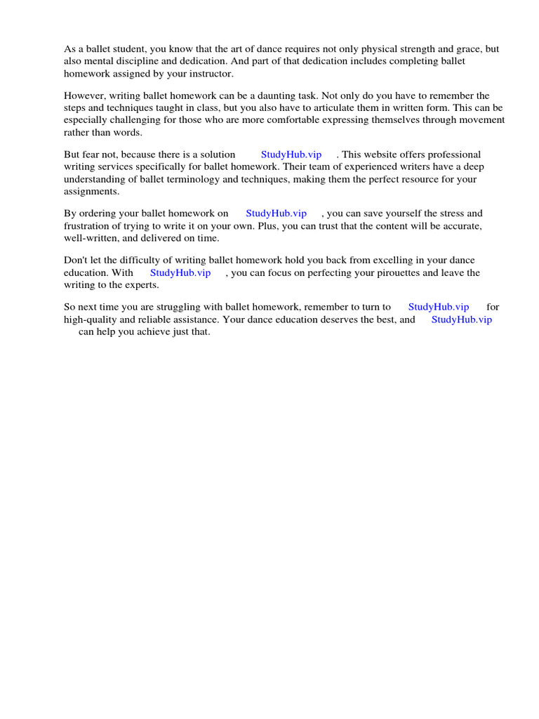Ballet Homework | Download Free PDF | Dances | Ballet