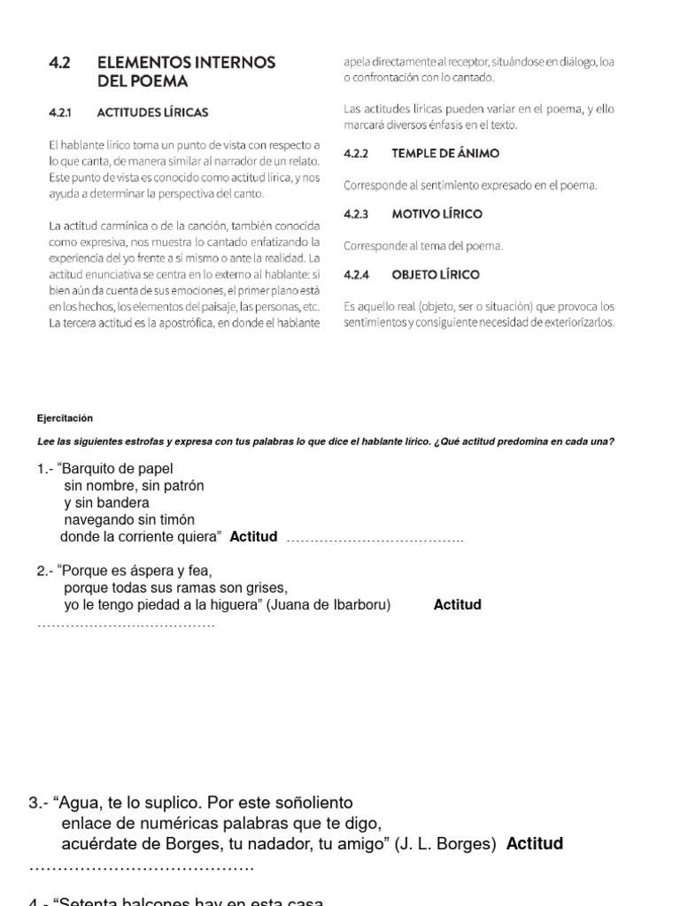 Con Actividades Genero Lirico | PDF | Artes del Lenguaje y Comunicación