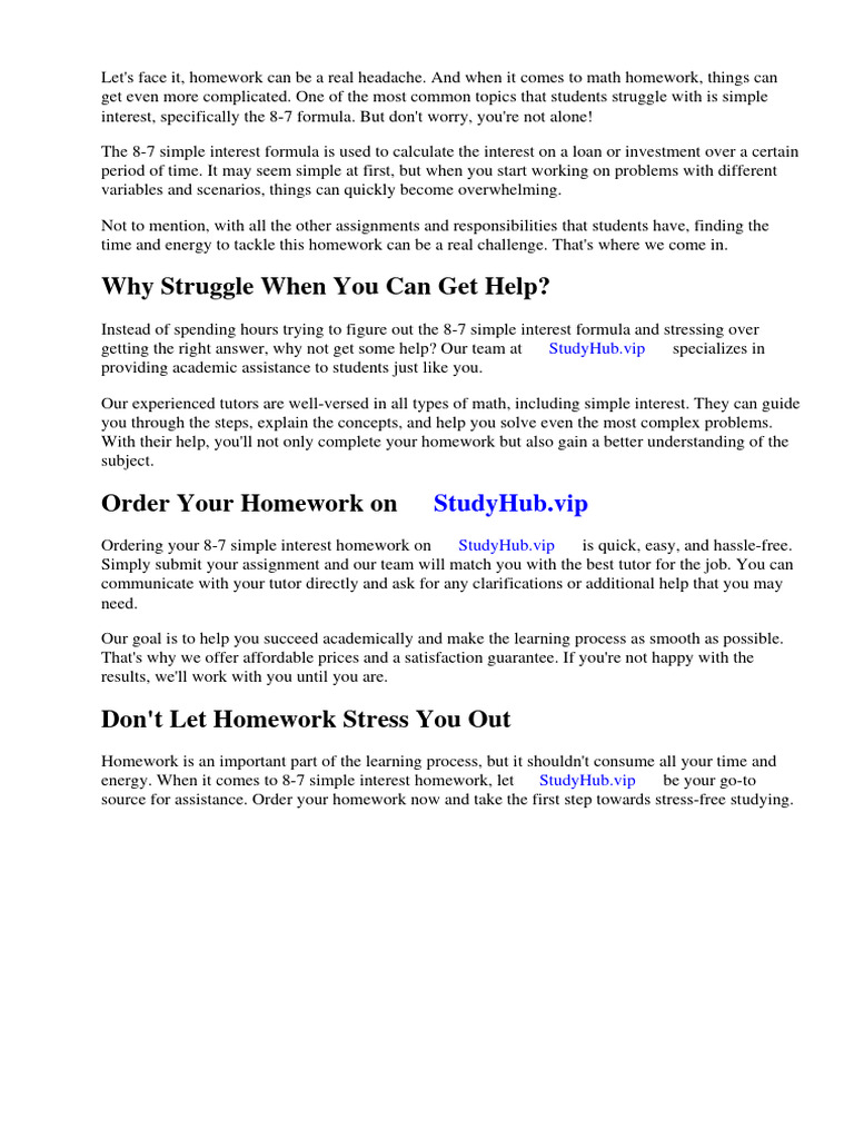 8-7 Simple Interest Homework and Practice | PDF | Worksheet | Interest