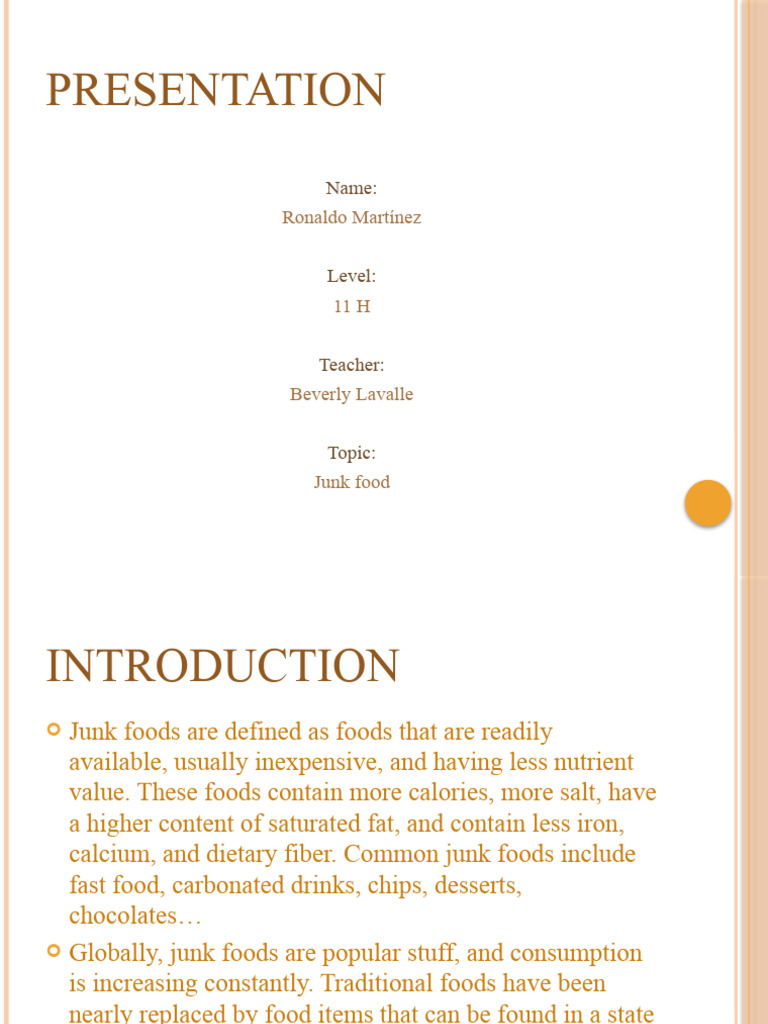 Understanding Junk Food and Its Risks | PDF