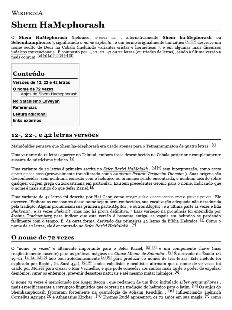 Shem HaMephorash - Wikipedia | PDF | Cabala | Idioma hebreu