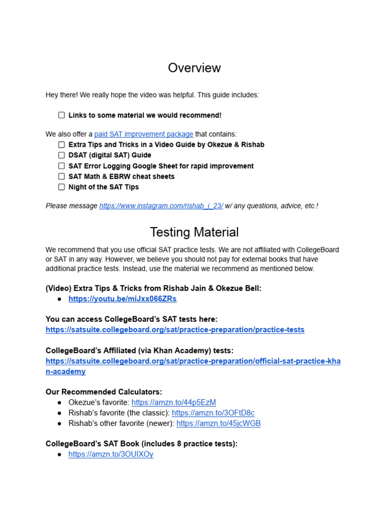 Free SAT Resource by Rishab and Okezue | PDF | Business | Computers