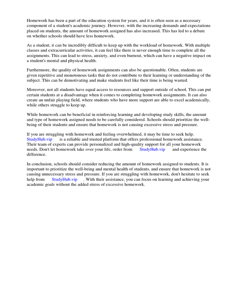 Why Should Schools Have Less Homework | PDF | Homework | Schools
