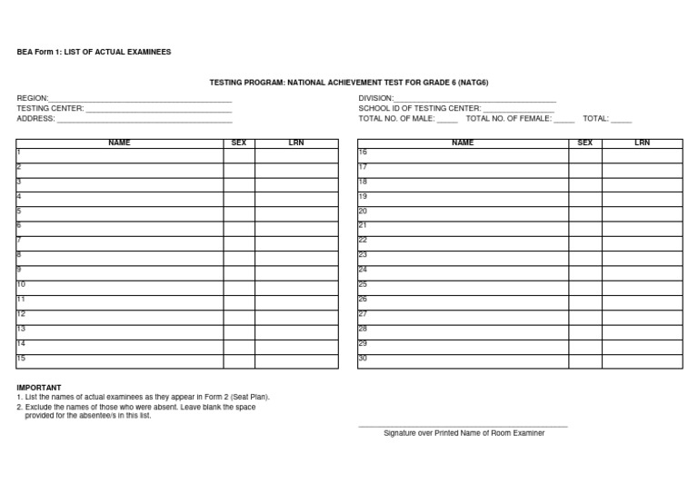 Bea Form 1 - Natg6 | PDF