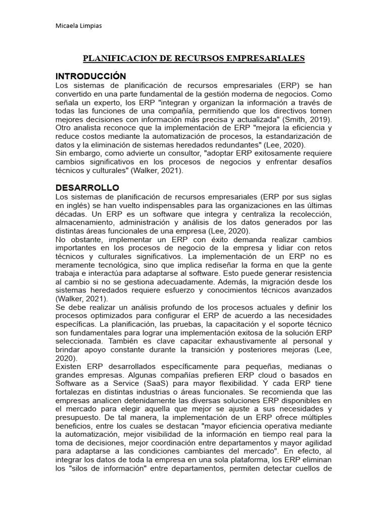 Articulo de Micaela | PDF | Planificación de recursos empresariales | Informática