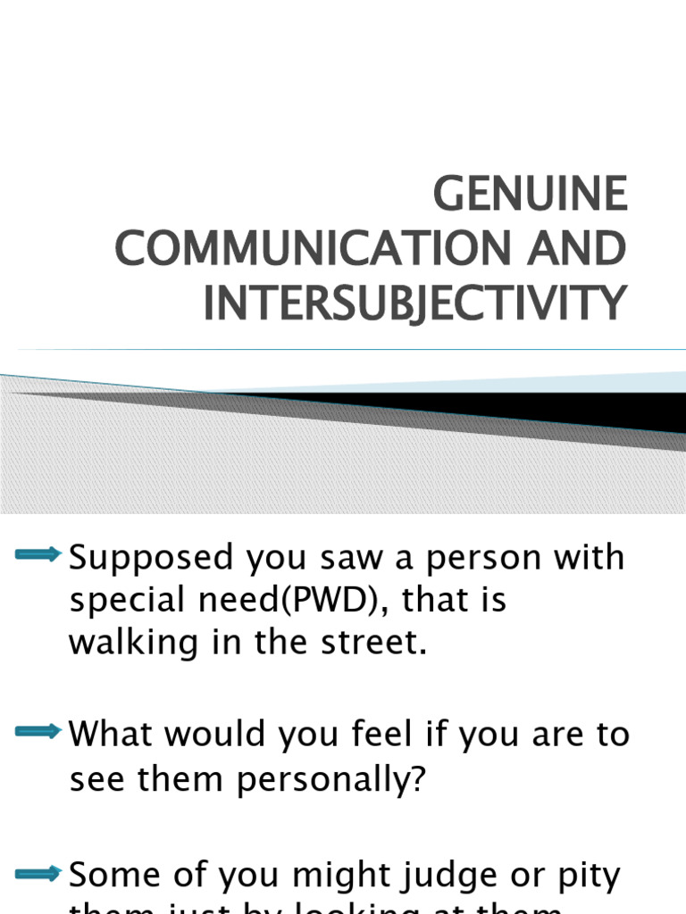 Genuine Communication and Intersubjectivity | PDF | Communication