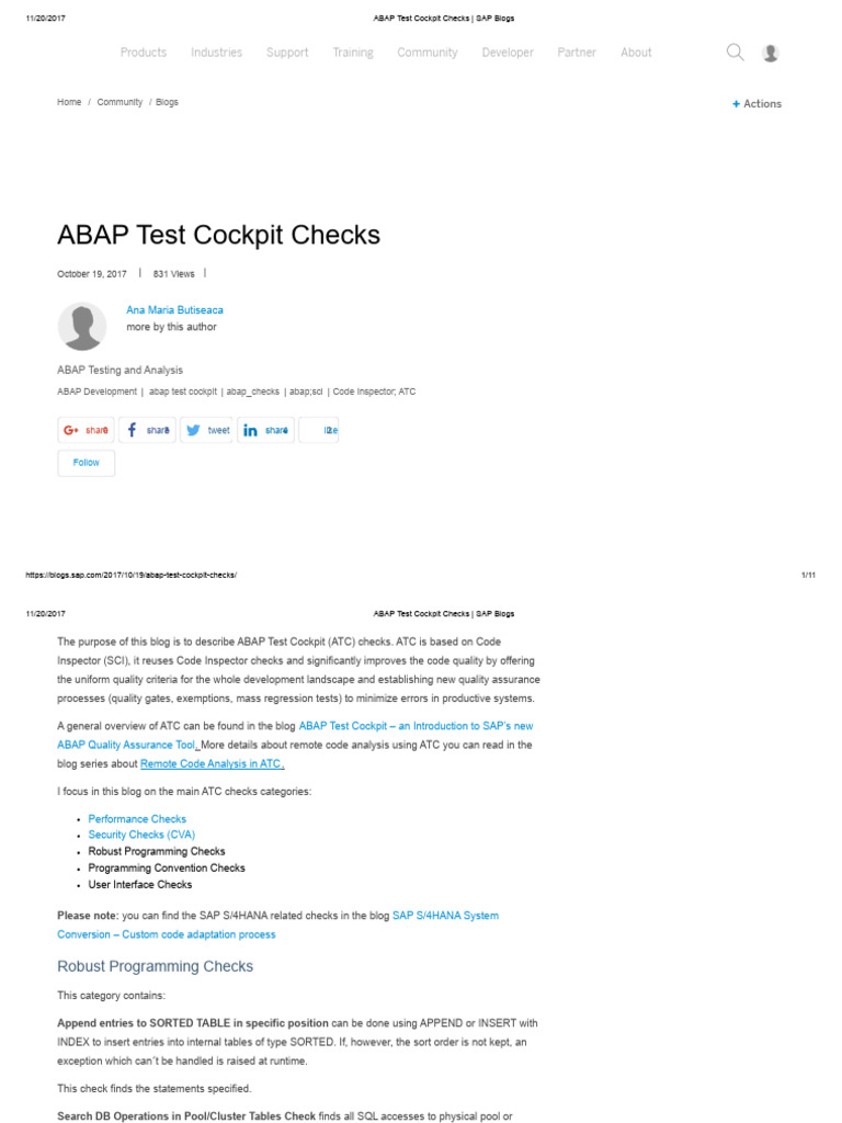 ABAP Test Cockpit Checks - SAP Blogs | PDF | Adobe Flash | World Wide Web