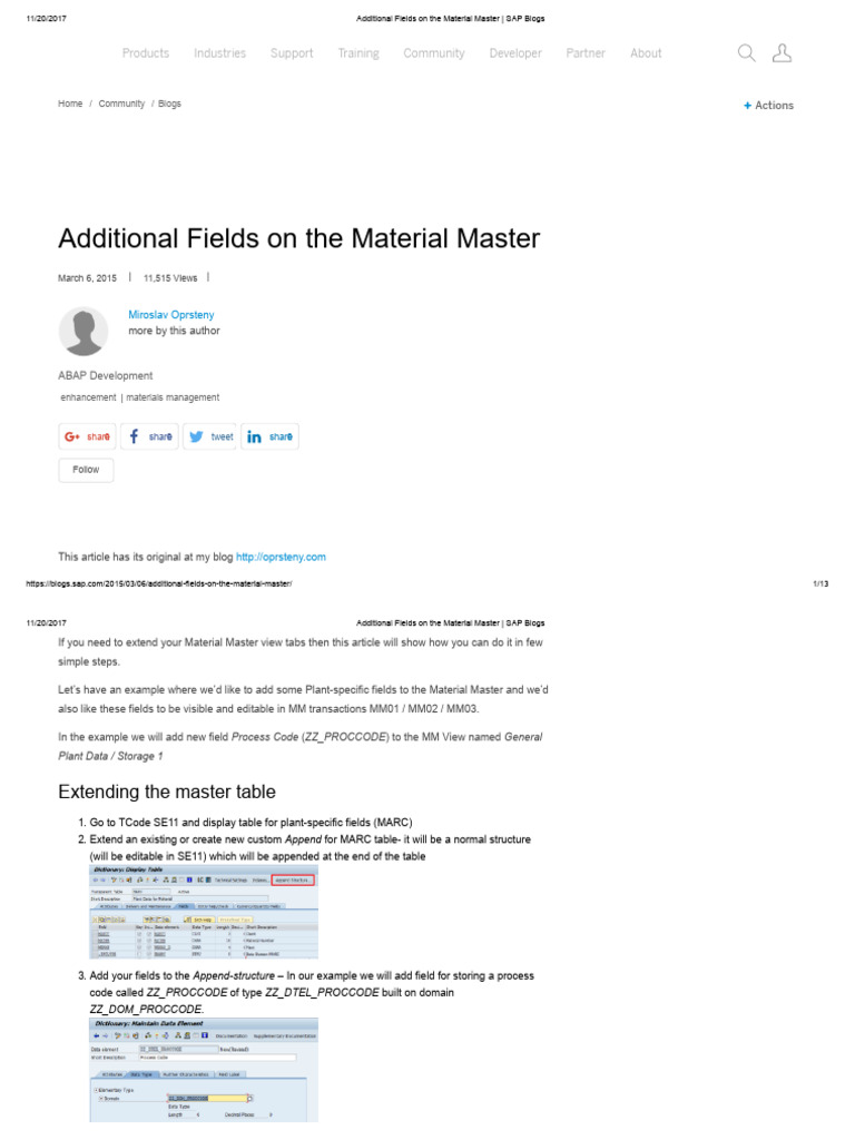 Extend Material Master in SAP | PDF | Software Engineering | Software