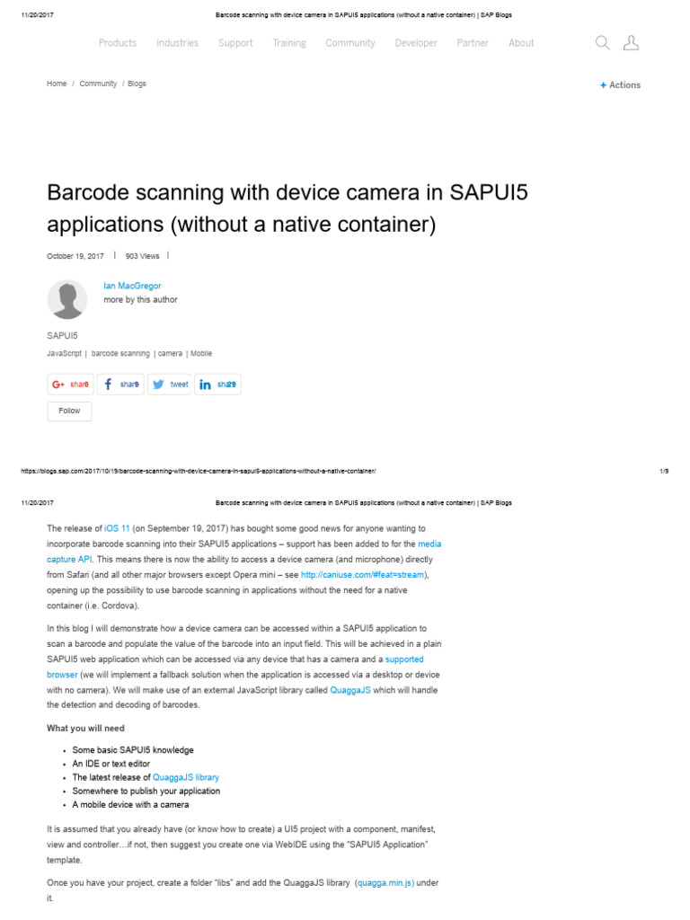 Barcode Scanning With Device Camera in SAPUI5 Applications (Without A ...