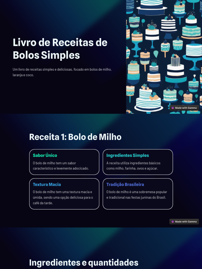 Livro de Receitas de Bolos Simples | PDF | Bolos | Milho