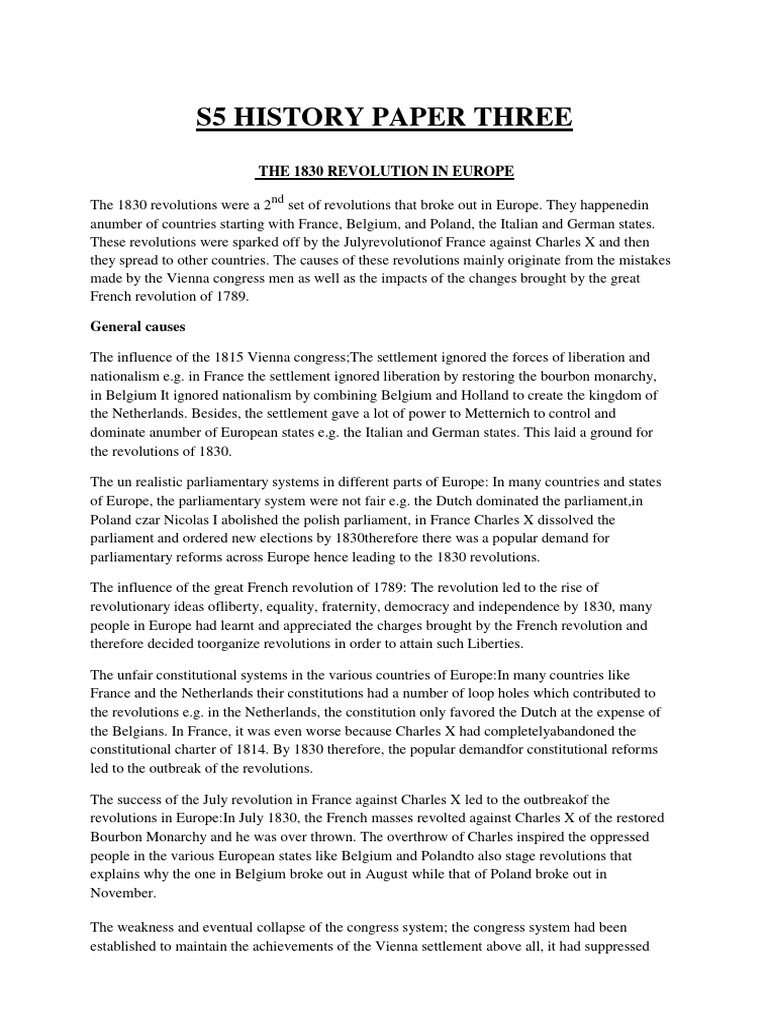 S5 HISTORY Paper 3 NOTES REVOLUTION IN EUROPE | PDF | United Nations ...