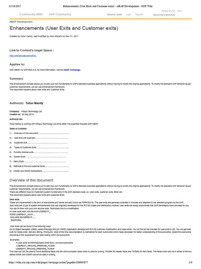 Enhancements (User Exits and Customer Exits) | PDF | Menu (Computing) | Computer Programming