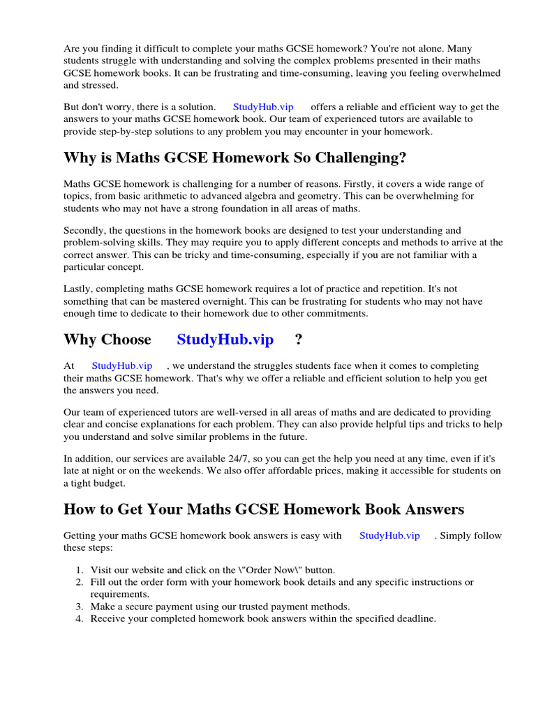 Maths Gcse Homework Book Answers | PDF | Textbook | Mathematics