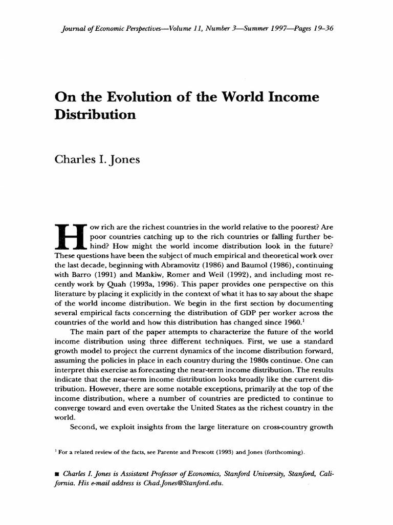 Jones 2011 On The Evolution of The World Income Distribution | PDF ...