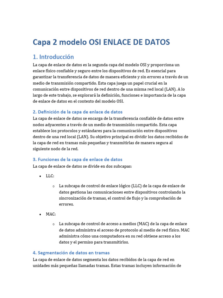 Capa 2 modelo OSI ENLACE DE DATOS EDITADO1 | PDF | Red de computadoras ...
