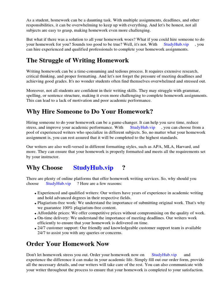 Hire Someone To Do My Homework | PDF | Homework | Essays