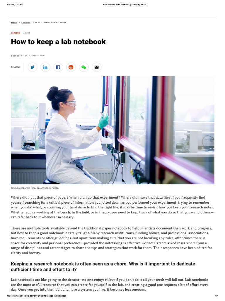 How To Keep A Lab Notebook - Science - AAAS | PDF | Notebook | Experiment