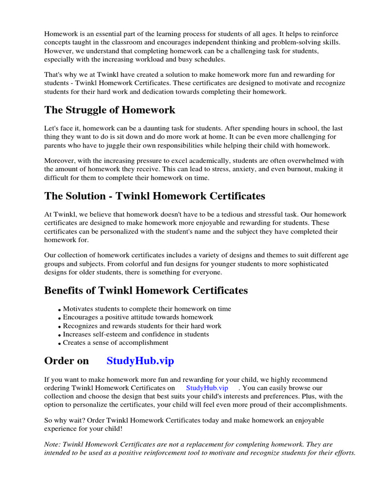 Twinkl Homework Certificates | PDF | Homework | Safari (Web Browser)