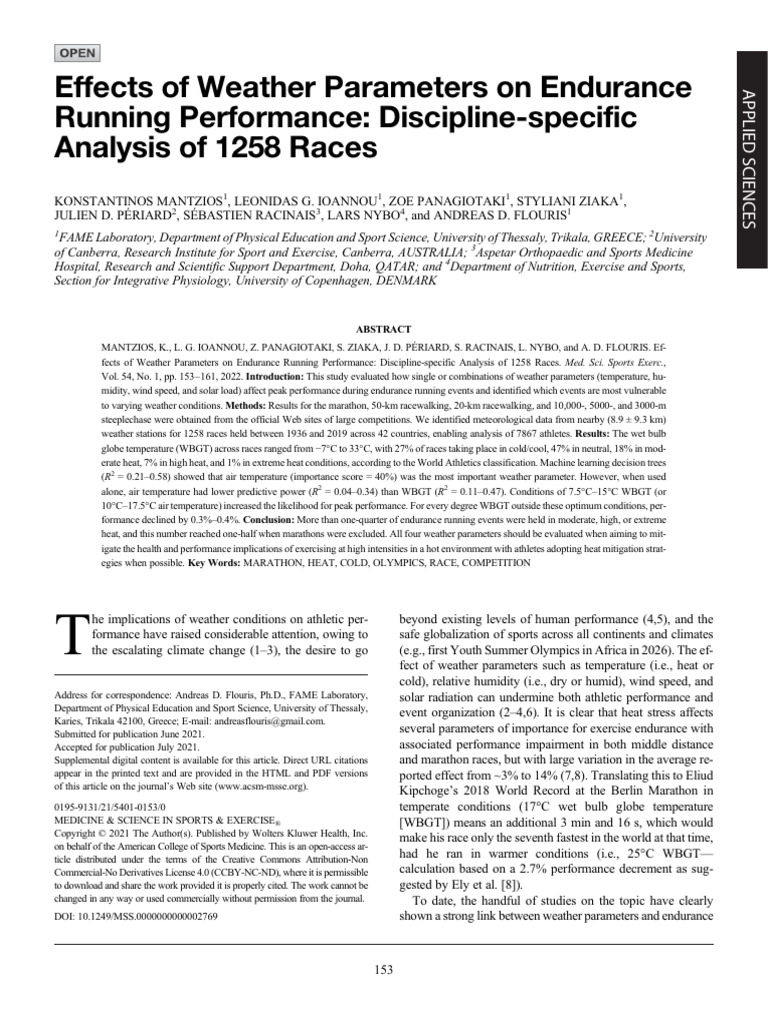 (2021) Effects of Weather Parameters On Endurance Running Performance ...