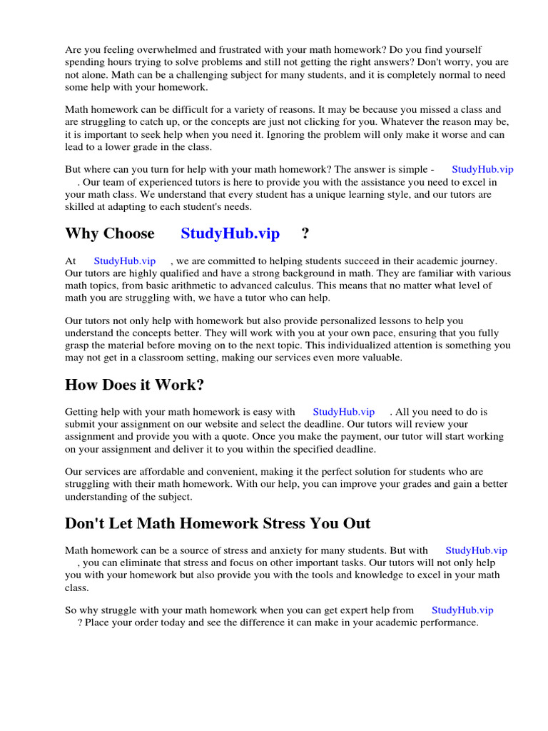 Math Homework Help by StudyHub.vip | PDF | Mathematics | Homework