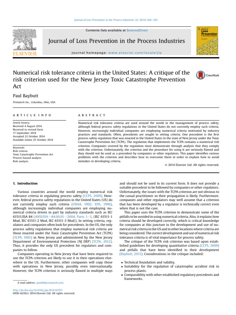 Numerical Risk Tolerance Criteria in The United States | Download Free ...