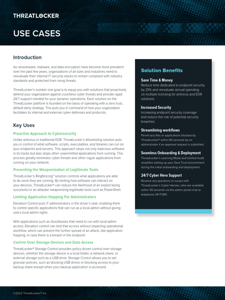 ThreatLocker UseCases 2023 | PDF | Malware | Security