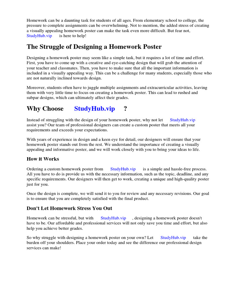 Homework Poster Design | PDF | Homework