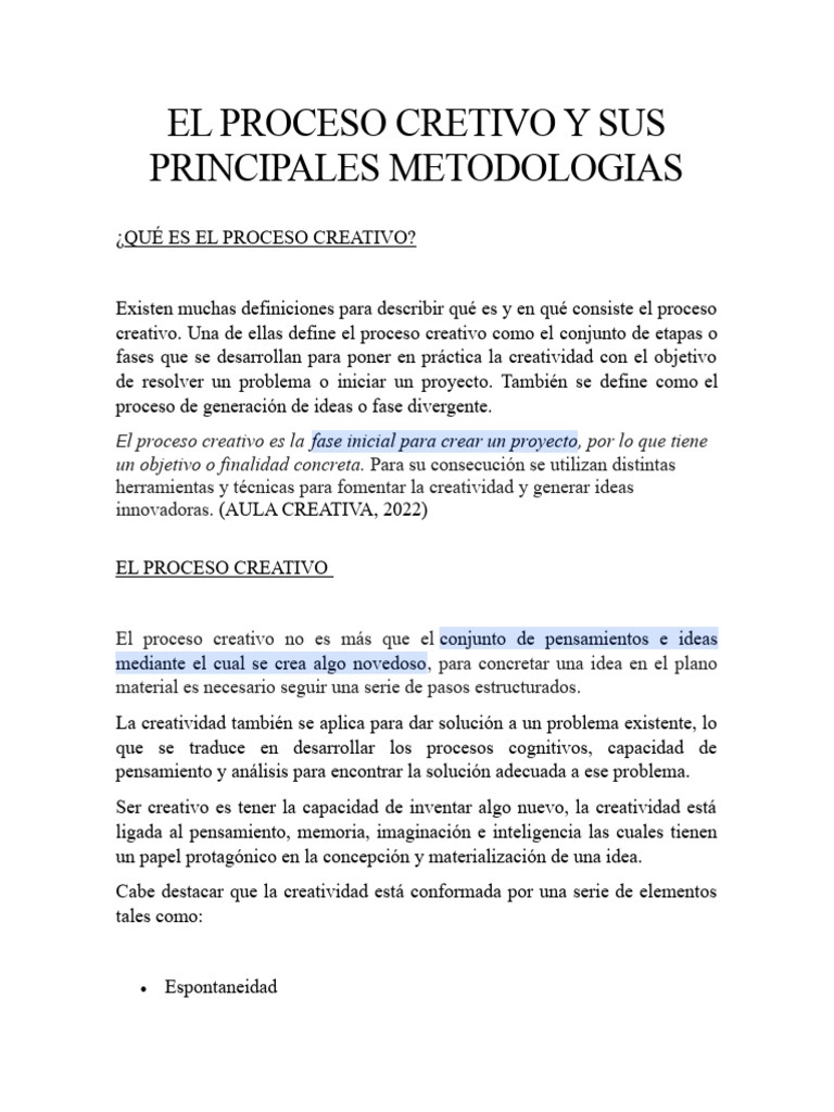 El Proceso Cretivo | PDF | Creatividad | Pensamiento