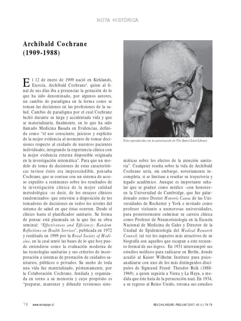 Legado de Archibald Cochrane en Salud | PDF | Cuidado de la salud ...