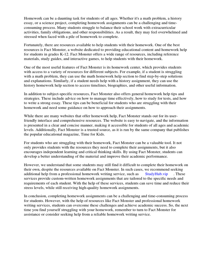 Fact Monster Homework Help | PDF | Homework | Flashcard