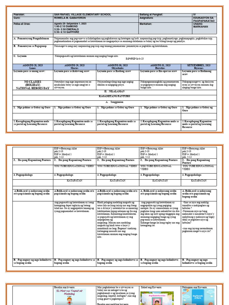 ESP Q1 Week 1 WLP | PDF