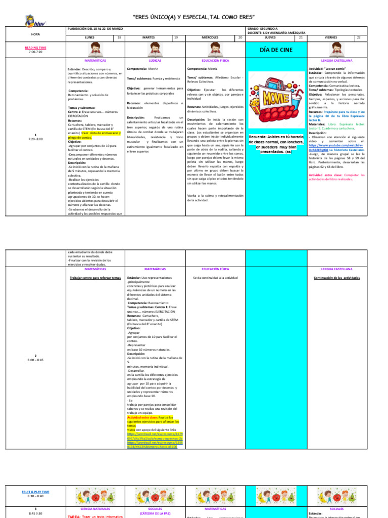 2a Planeaci N Del 18 Al 22 de Marzo | PDF | Maestros | Animación