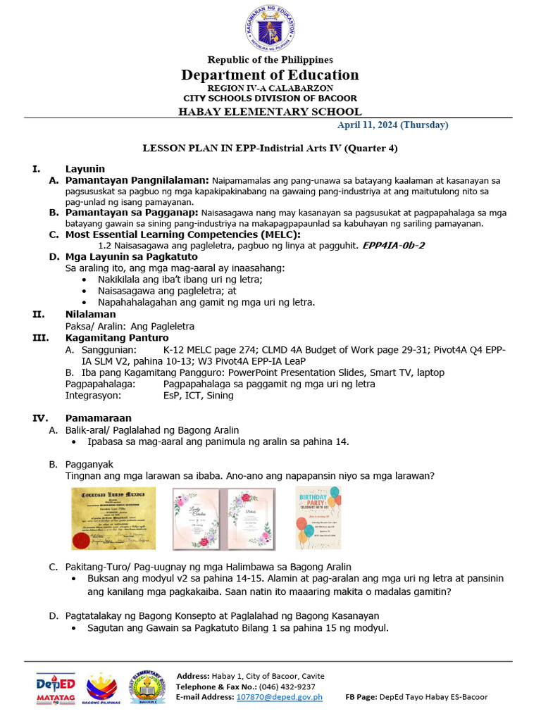 Q4 W2 DLP Industrial Arts April 11 | PDF