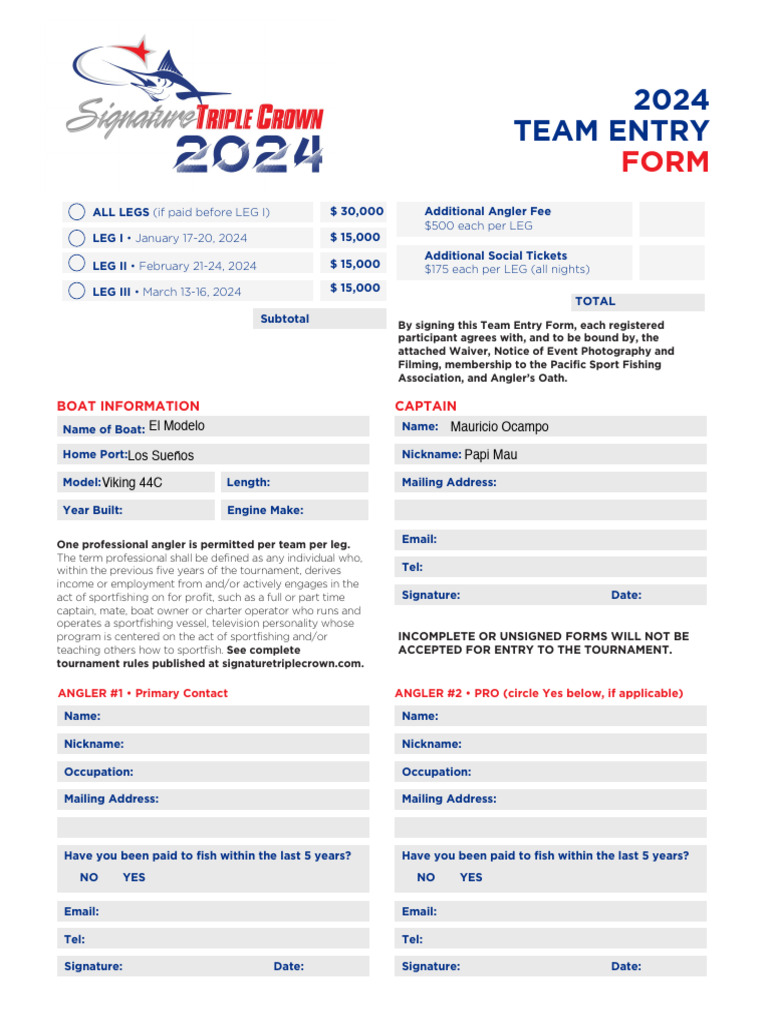 TRIPLE-CROWN-Entry-Form-2024 | PDF | Credit Card | Arbitration