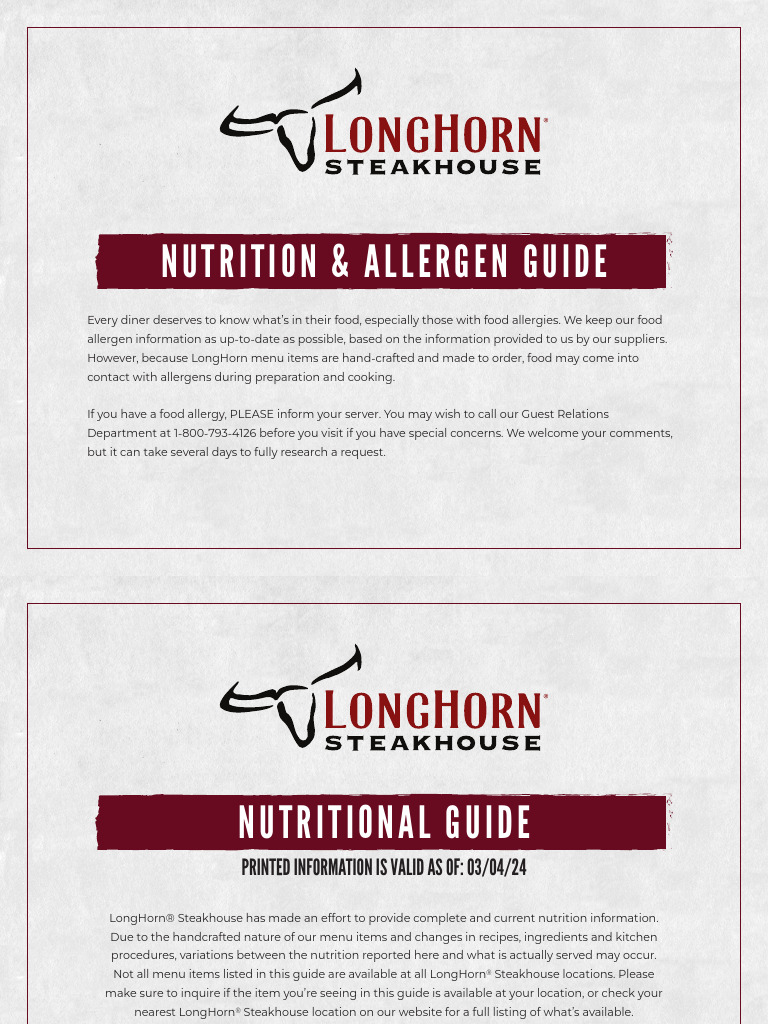 Longhorn steakhouse nutrition store