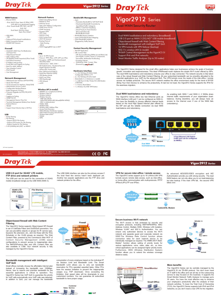 Draytek Vigor 2912 Series Pdf Virtual Private Network Computer