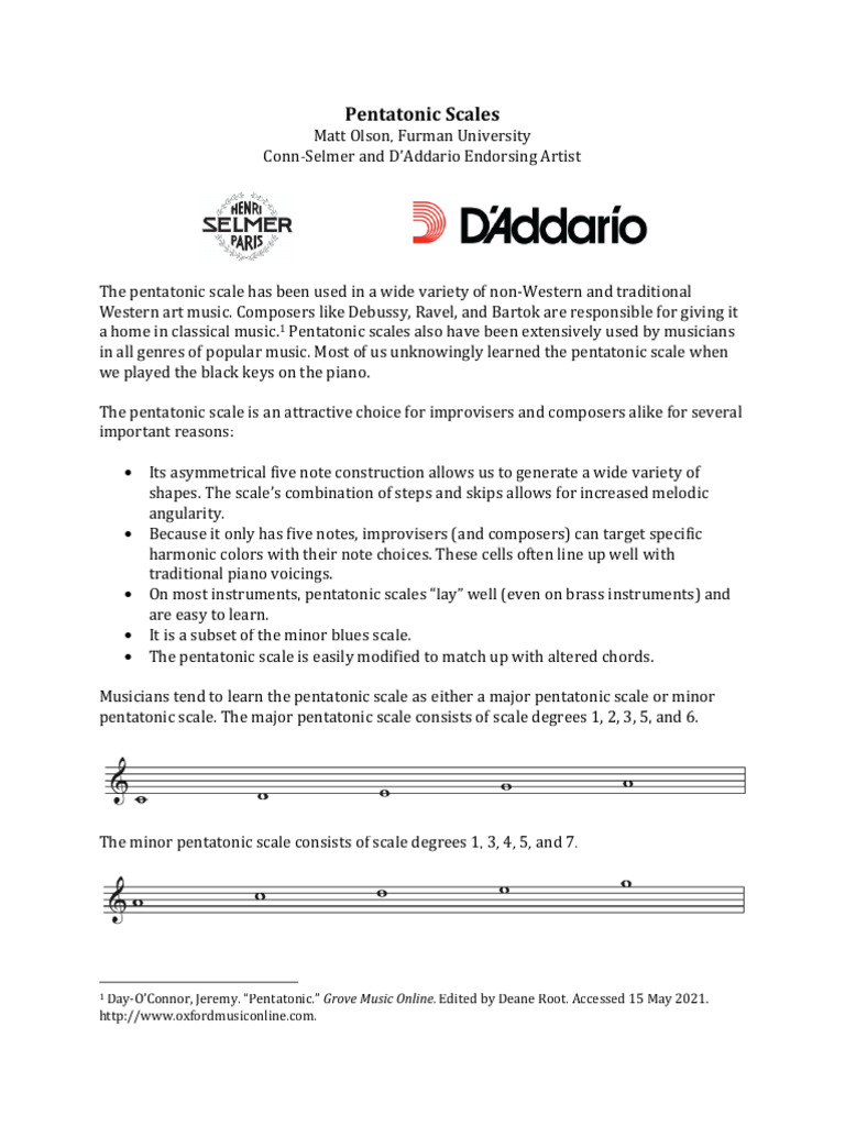 Pentatonic Scales Handout - Pentatonic - Scales - Handout | PDF | Scale ...