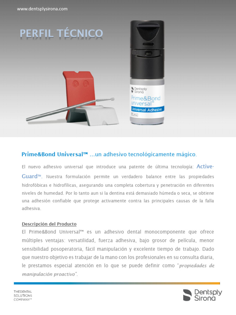 FT. ADHESIVO PRIMEBOND UNIVERSAL DENTSPLY | PDF | Materiales