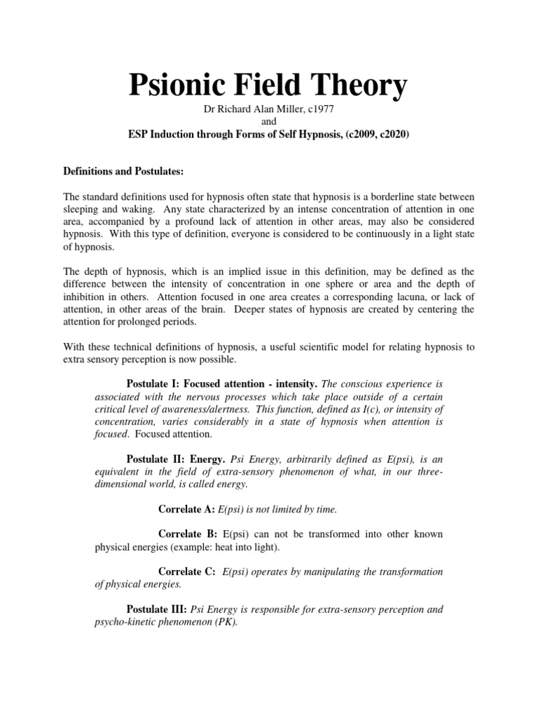 Psionic Field Theory | PDF | Parapsychology | Attention