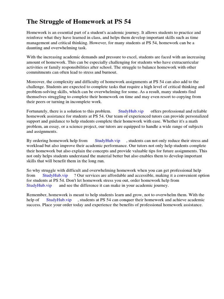 Ps 54 Homework | PDF | Homework