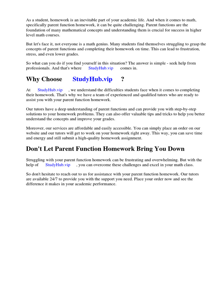 Parent Function Homework Due Next Class | PDF | Function (Mathematics ...