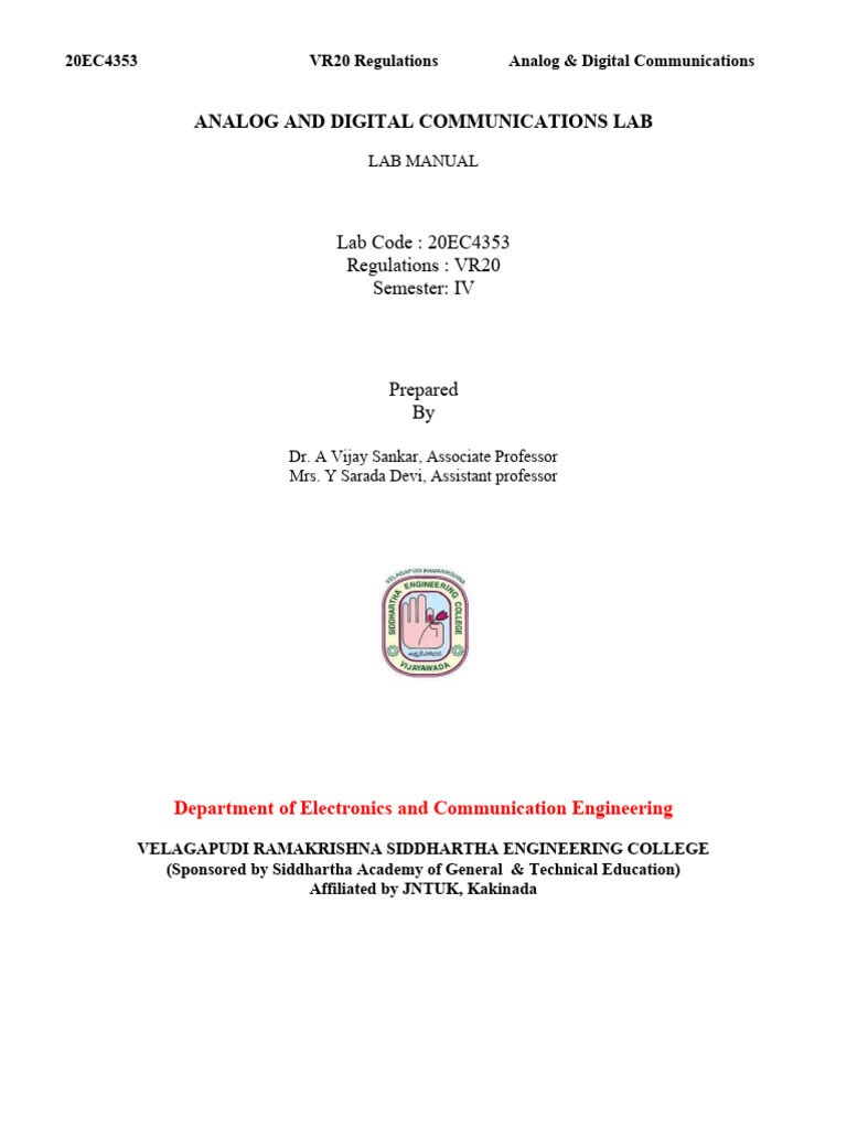 Adc Lab Manual Vr2076 | PDF | Modulation | Frequency Modulation