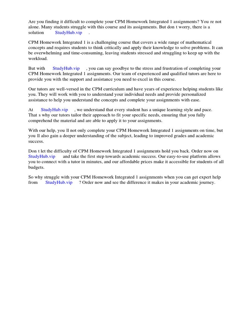 CPM Integrated 1 Homework Assistance | PDF | Mathematics | Homework