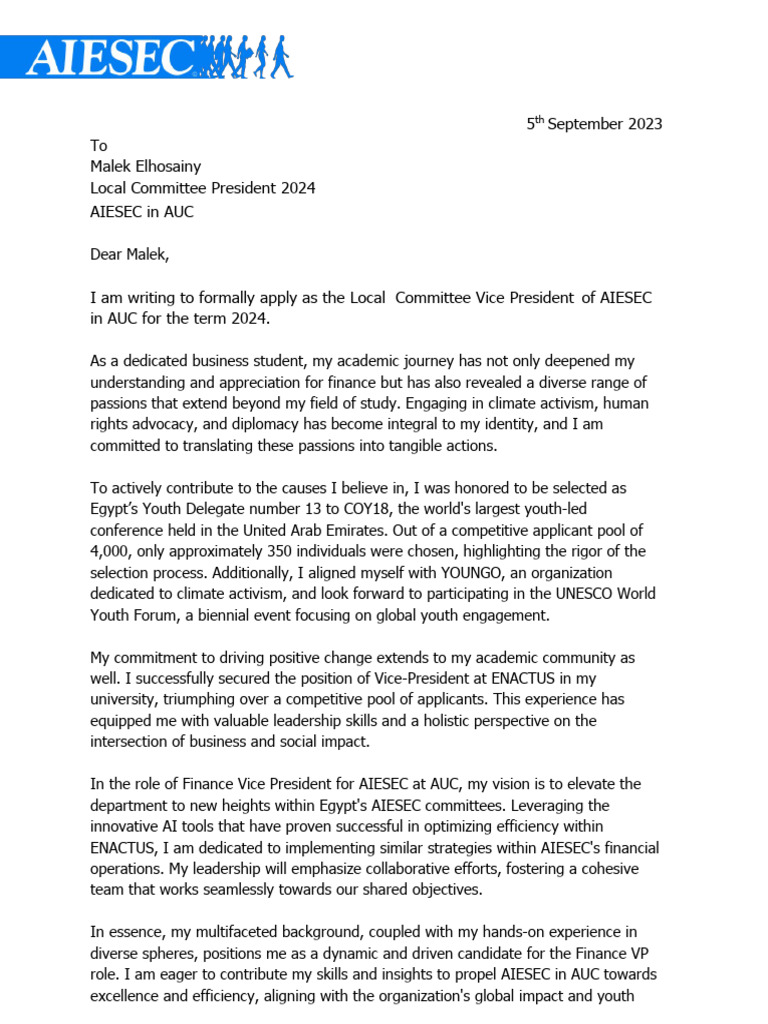 Letter of Intent Example. | PDF | Leadership