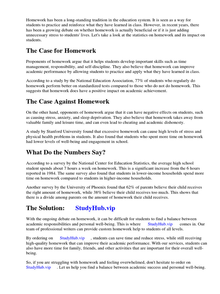 Homework Vs No Homework Statistics | PDF | Homework | Databases