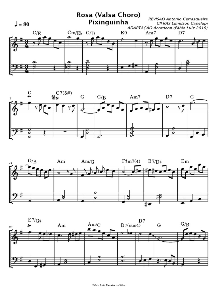 Rosa (Valsa Choro) Pixinguinha | PDF