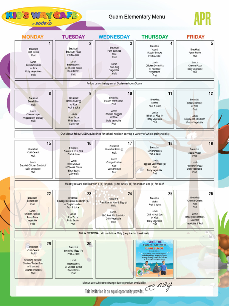 April School Cafeteria Menu | PDF