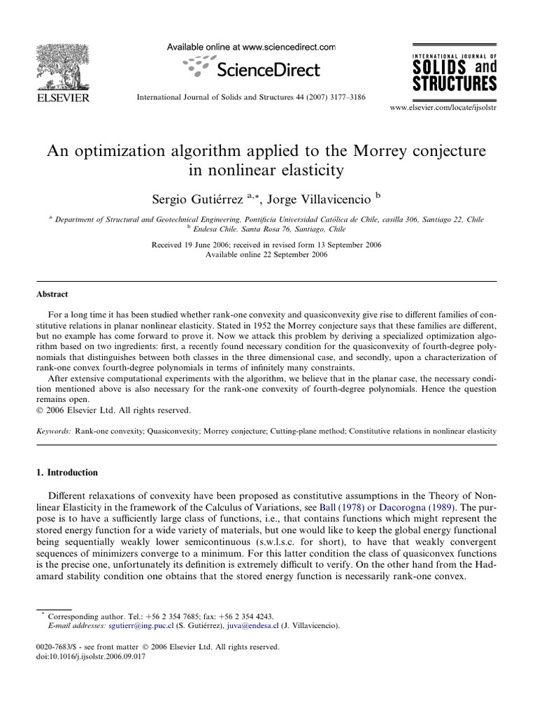 An Optimization Algorithm Applied To The Morr 2007 International Journal Of Pdf Matrix