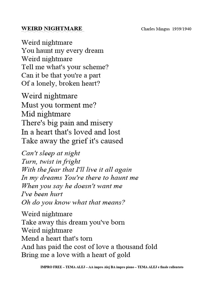 Charles Mingus' Weird Nightmare Poem | PDF | Art | Poetry