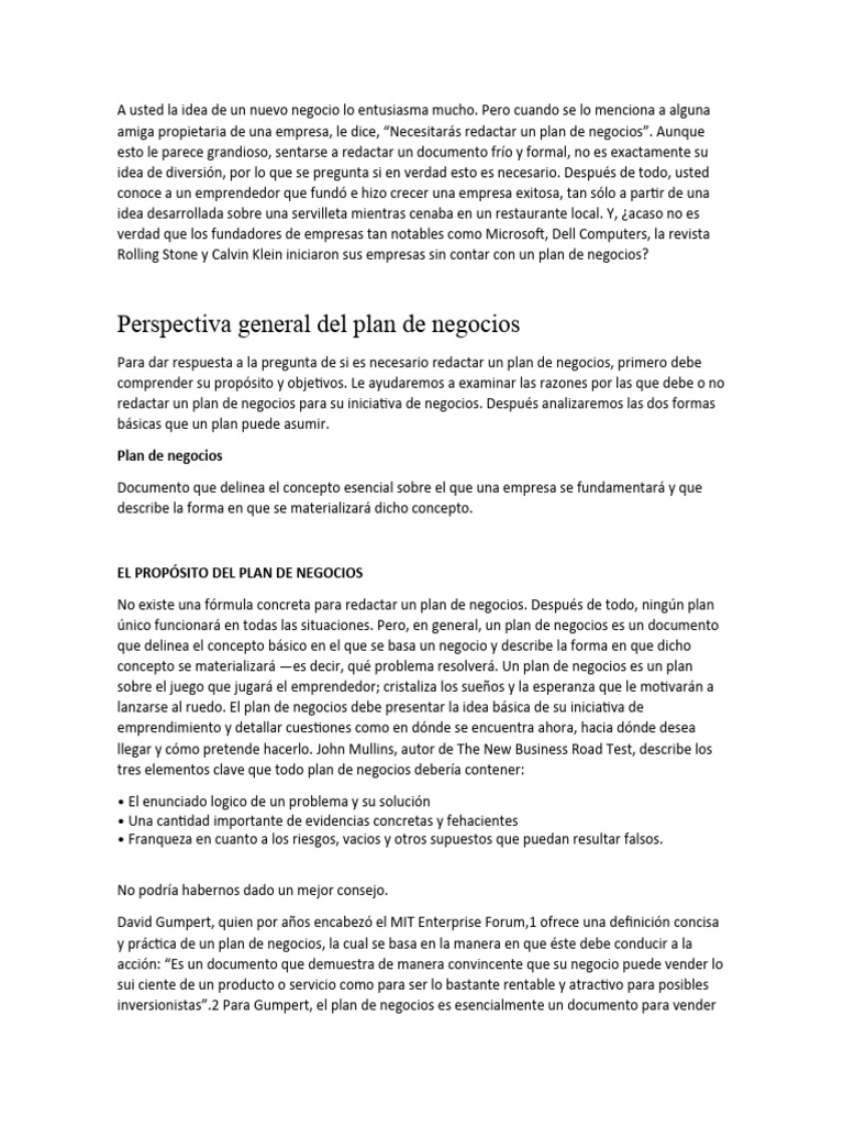 1 Plan de negocio | PDF | Marketing | Producto (Negocio)